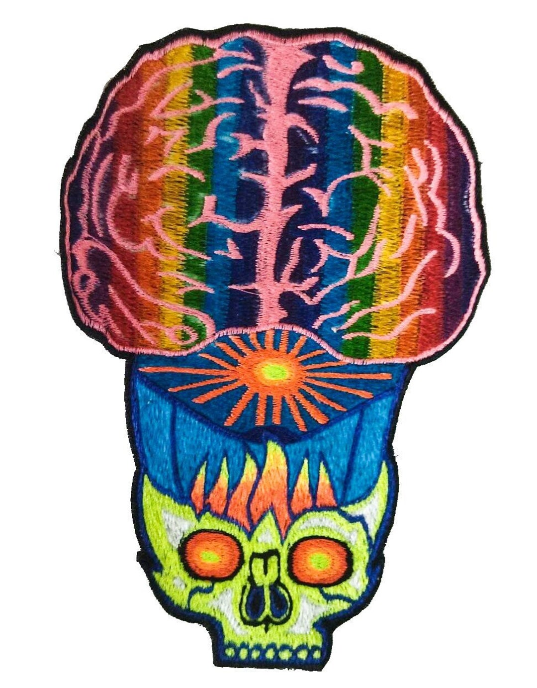 Grateful Balloon Blacklight UV Patch Psychedelic Embroidery LSD Brain ...