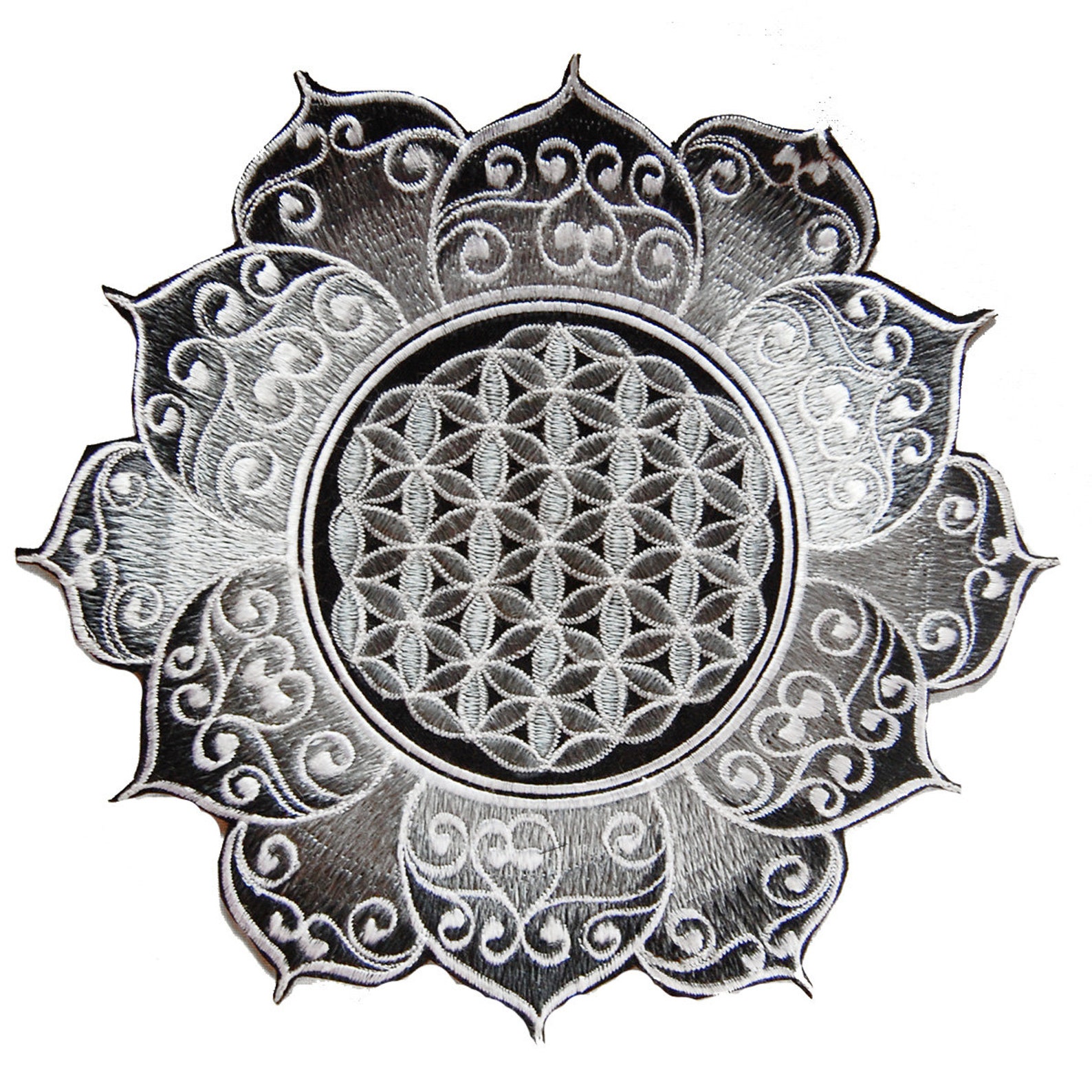 White Gray Flower of Life Holy Geometry Patch Grey Sacred - Etsy