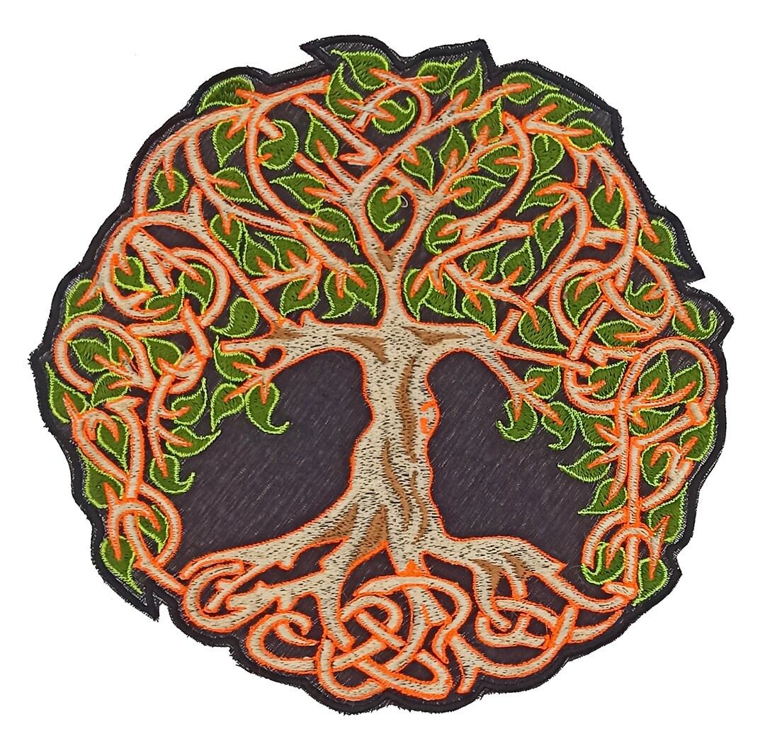 Celtic Tree of Knowledge Embroidery Art Patch Blacklight Glowing Uv ...