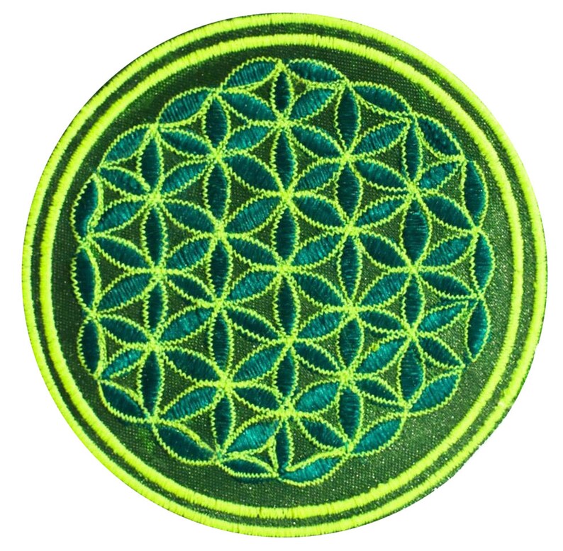 Blue Flower of Life Patch Small Size Handmade Embroidery Sacred ...