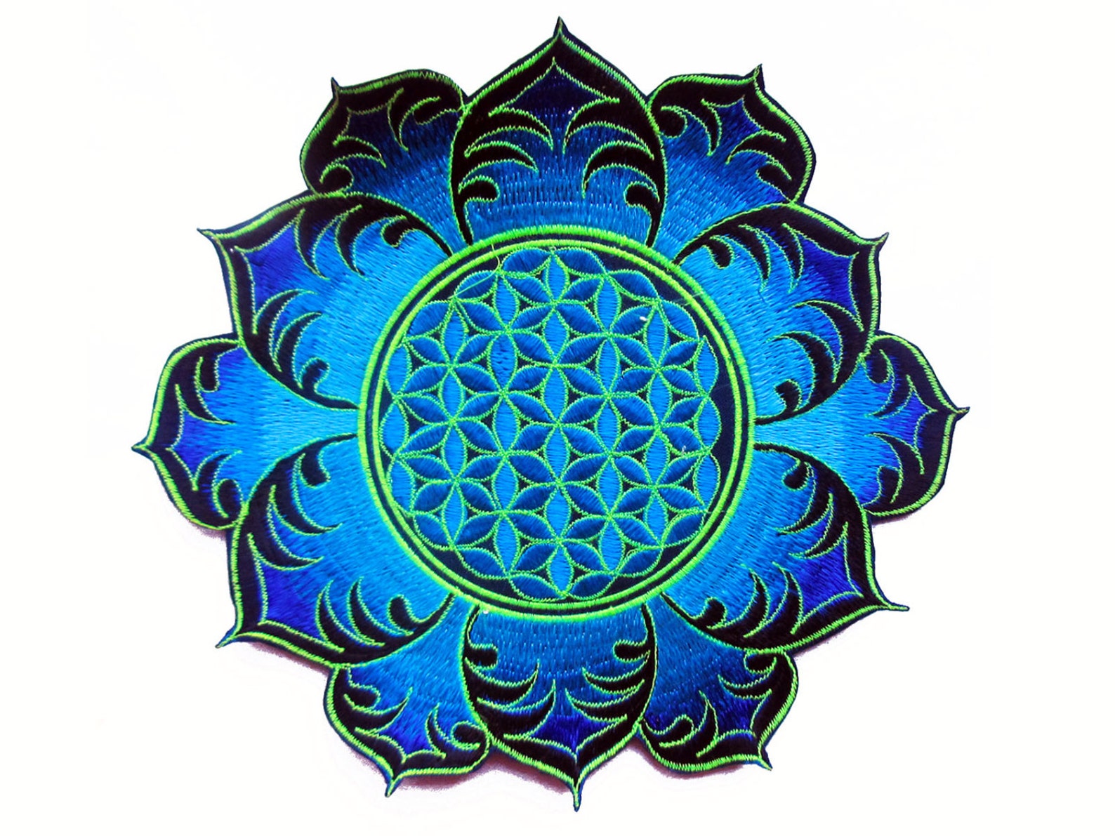 Blue Flower of Life Mandala Holy Geometry Patch Sacred Art - Etsy
