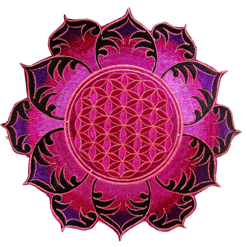 Purple Flower of Life Holy Geometry Patch Fractal Mandala Sacred ...