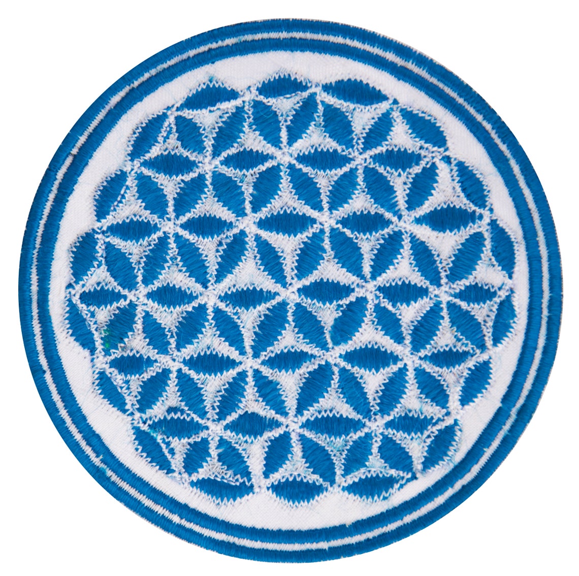 White Blue Flower of Life Patch Small Size - Etsy