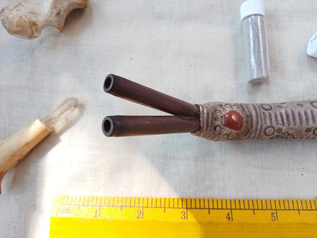 Double Tepi Rapè Applicator Traditionally Used in Ayahuasca or Kambo ...