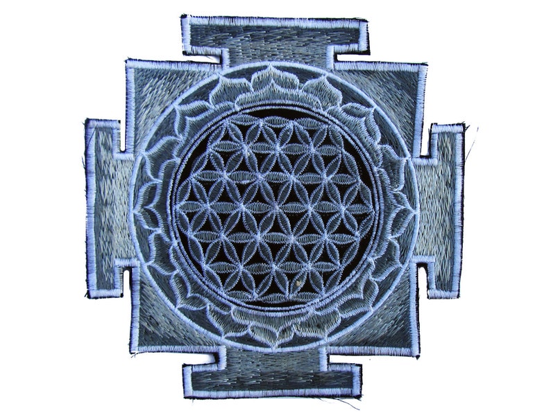 Silver Yantra Flower of Life Sacred Geometry Goa Patch Holy - Etsy