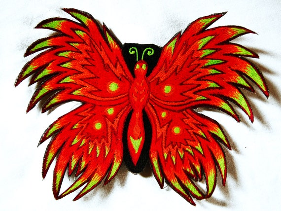 Fire Butterfly Patch Medium Size Blacklight Active Goa Hippie | Etsy