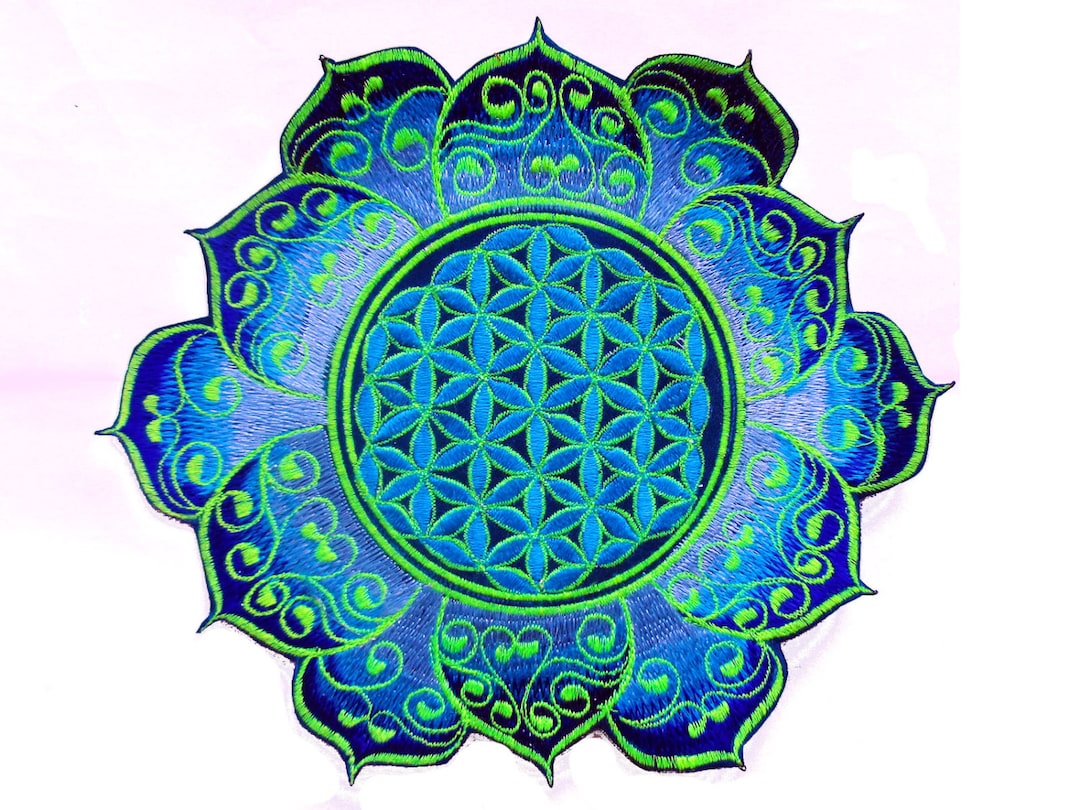 Blue Flower of Life Celtic Mandala Holy Geometry Patch Sacred Art - Etsy