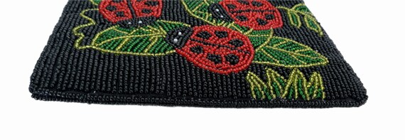 Vintage ERMO Black Red Green Micro Beaded LADYBUG Cro… - Gem