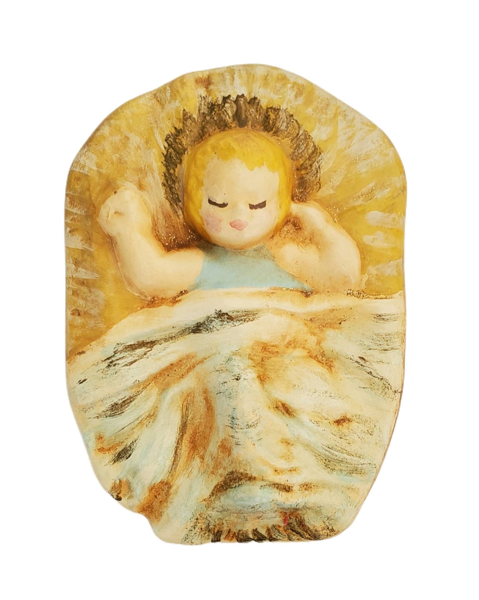 Vintage Hand Painted Ceramic Baby JESUS in MANGER Nativity Set - Etsy