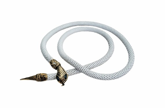 Vintage DL AULD SNAKE with Dark Blue Eyes Off White C… - Gem