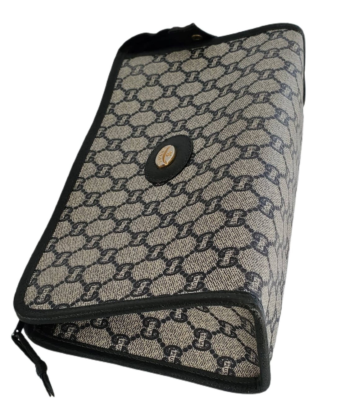 Vintage Authentic GUCCI PLUS GG Monogram Navy Blue Leather - Etsy