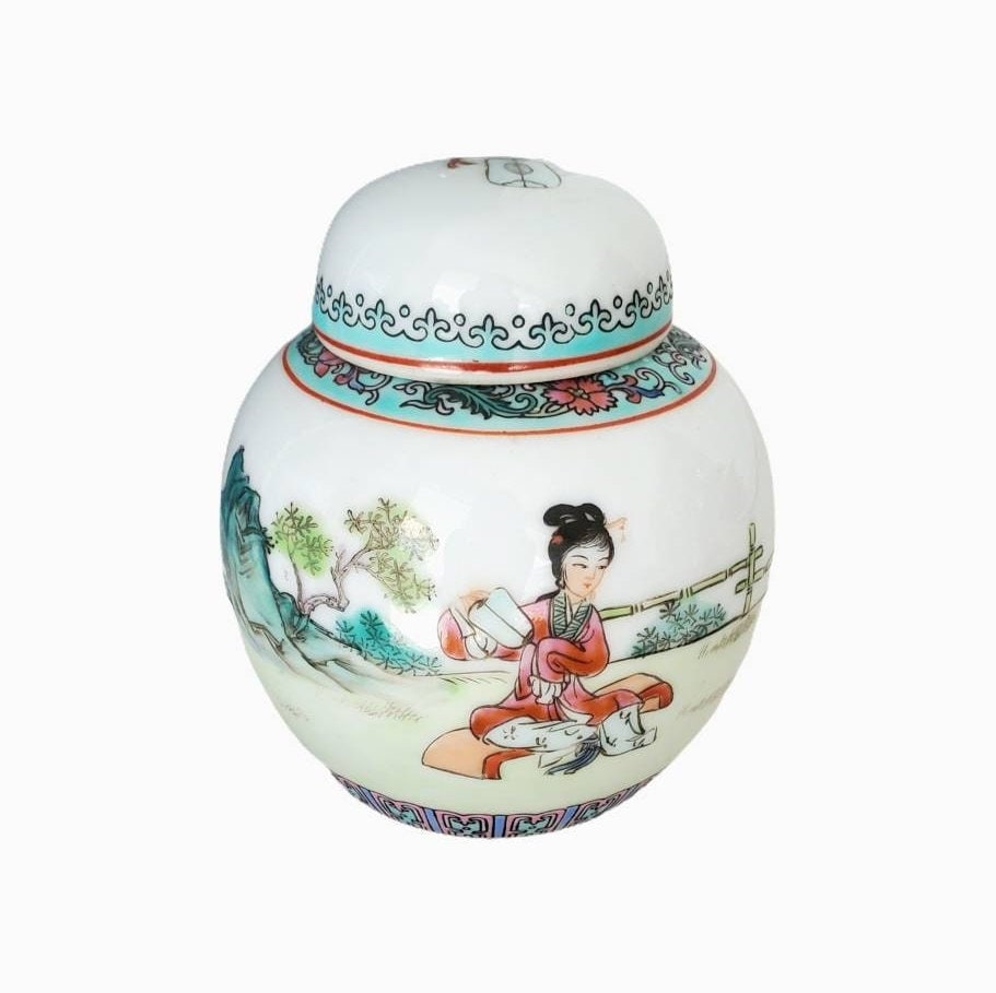 Vintage CHINESE Asian Ceramic Painted Small GINGER JAR - Etsy