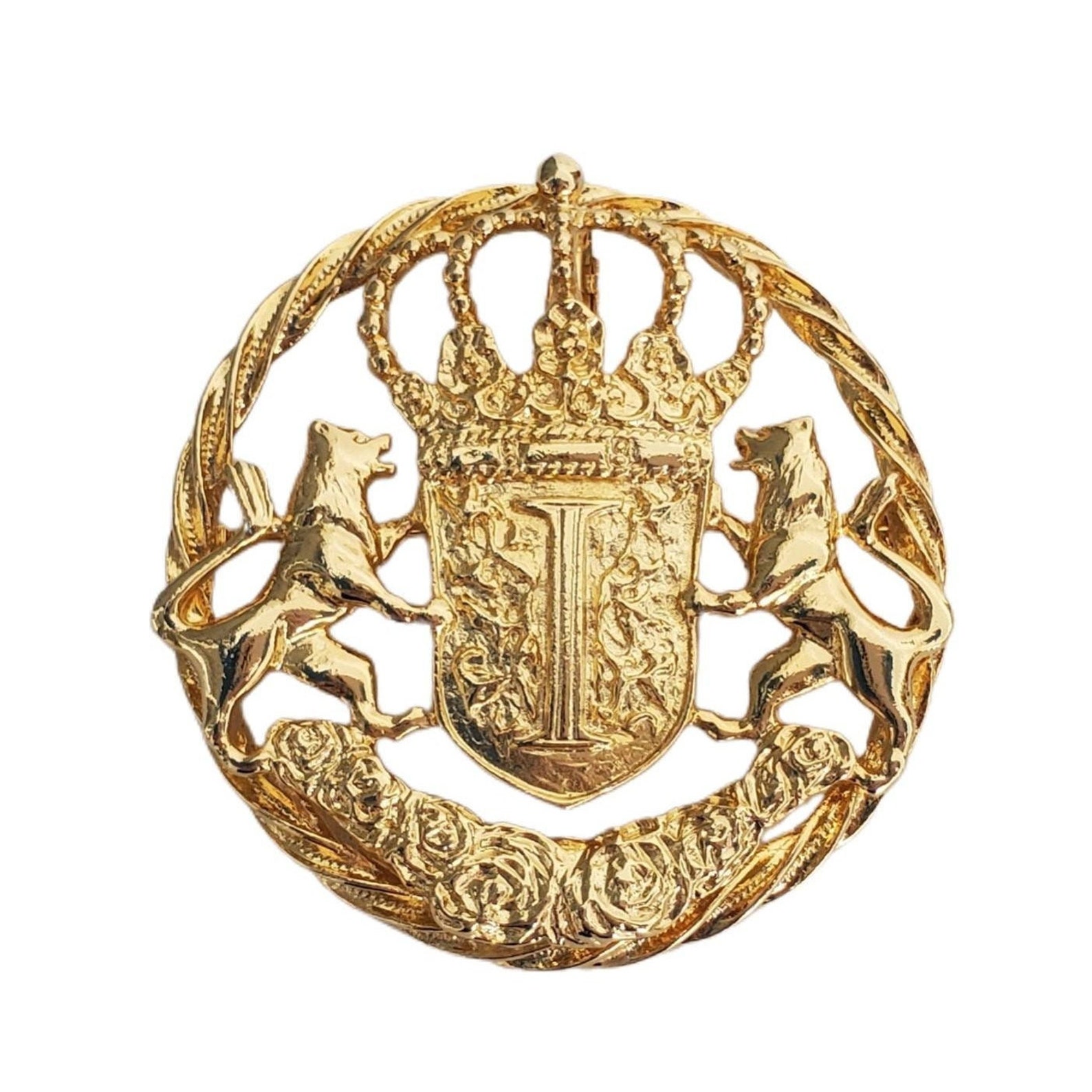 Vintage IVANA Double Lion Gold Tone Statement Brooch Convertible ...