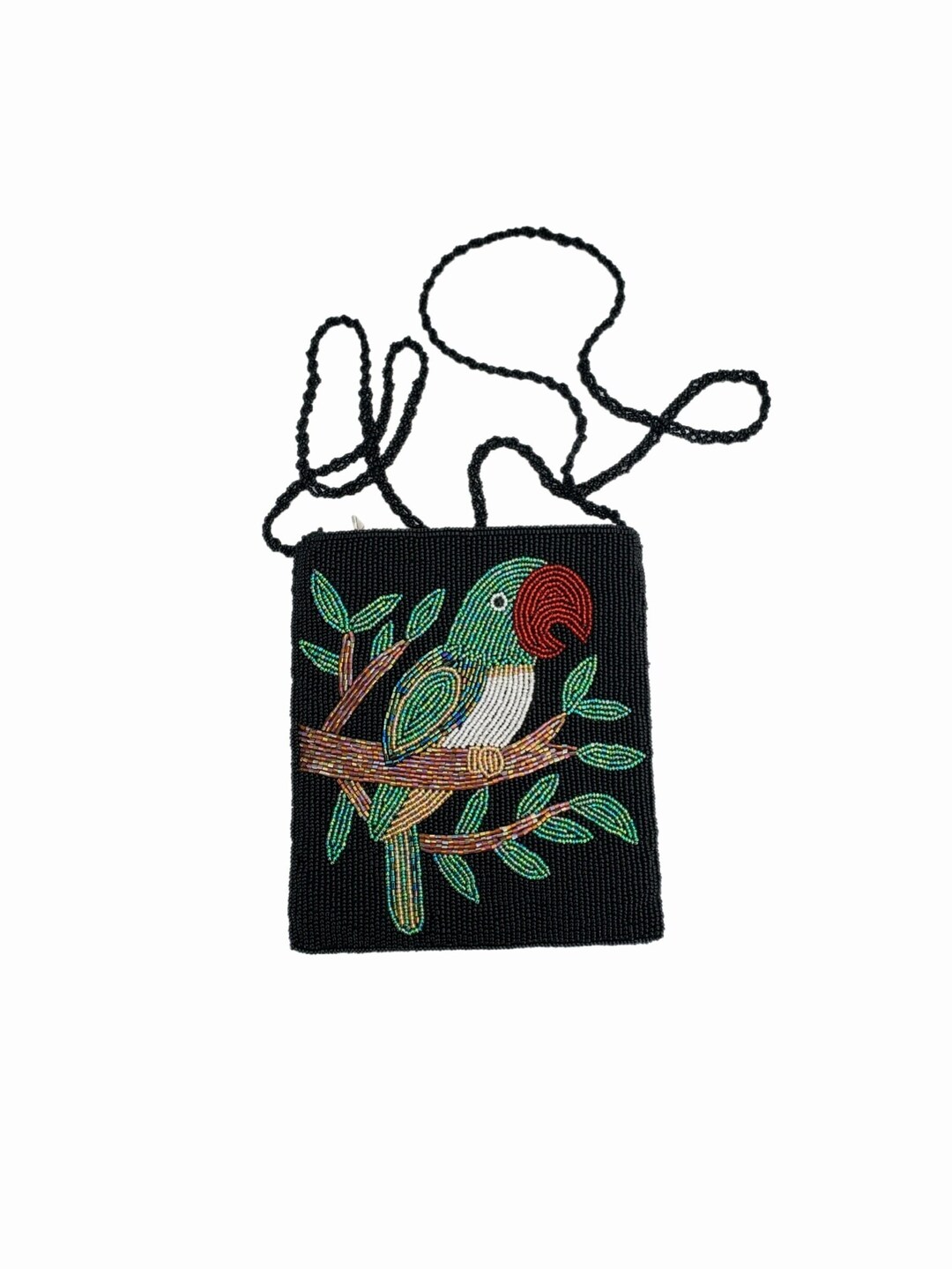 Vintage ERMO Black Micro Beaded PARROT Bird Crossbody Cocktail Handbag ...