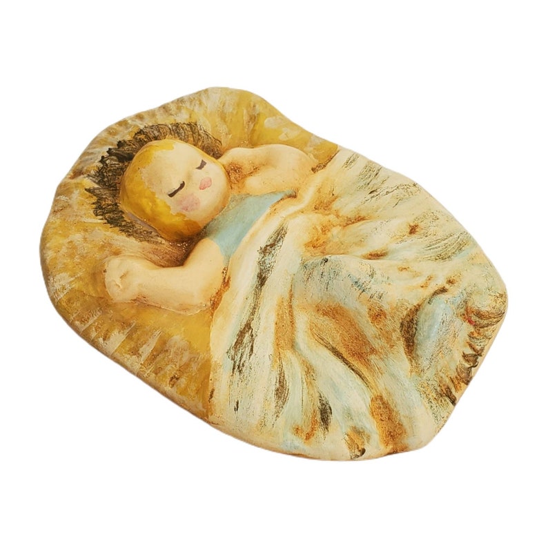 Vintage Hand Painted Ceramic Baby JESUS in MANGER Nativity Set - Etsy