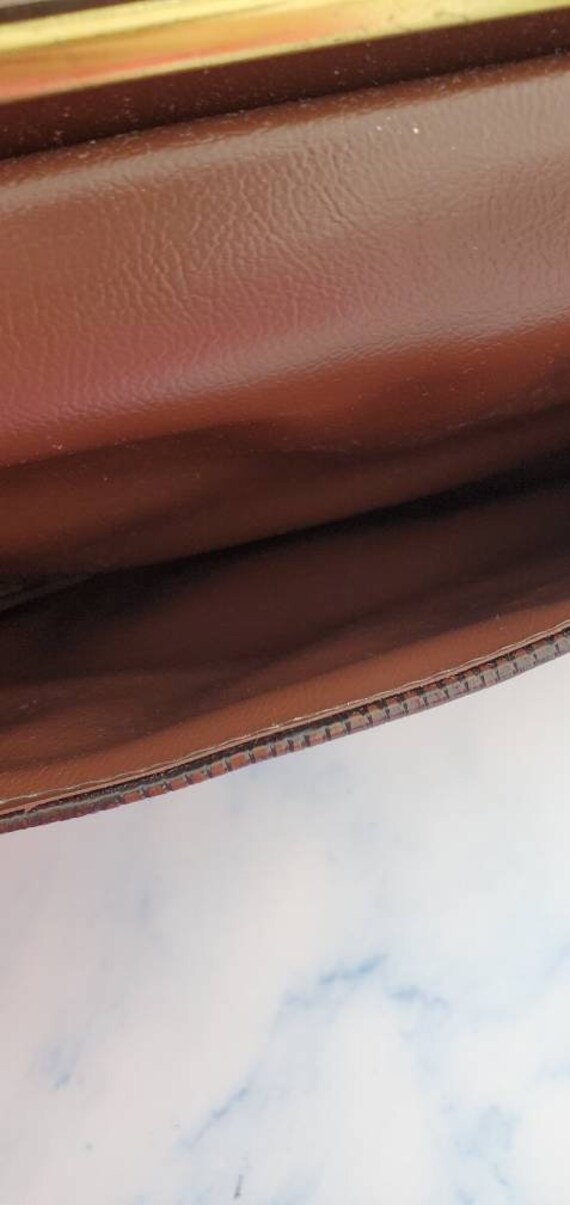 Vintage Dark Brown LIZARD Skin Leather Front Flap Han… - Gem