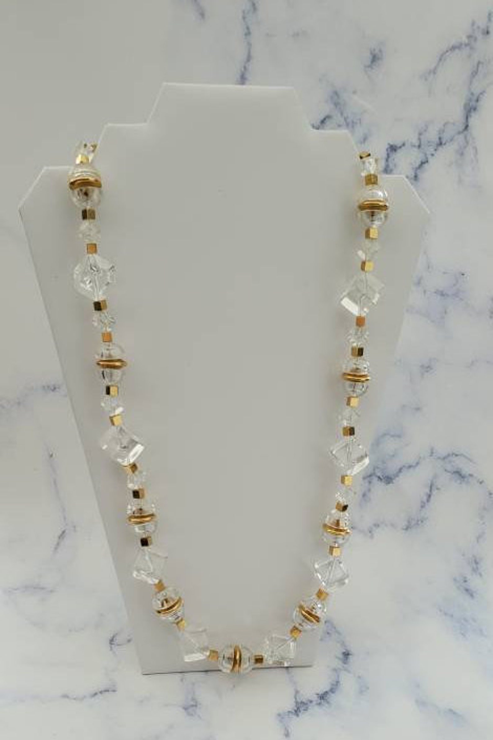 Vintage NAPIER Crystal Ice Collection 1984 Lucite Beaded Long Necklace ...