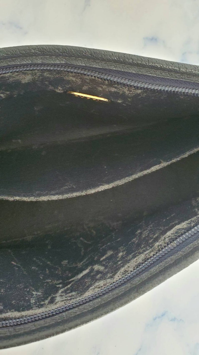 Vintage Authentic GUCCI PLUS GG Monogram Navy Blue Leather | Etsy