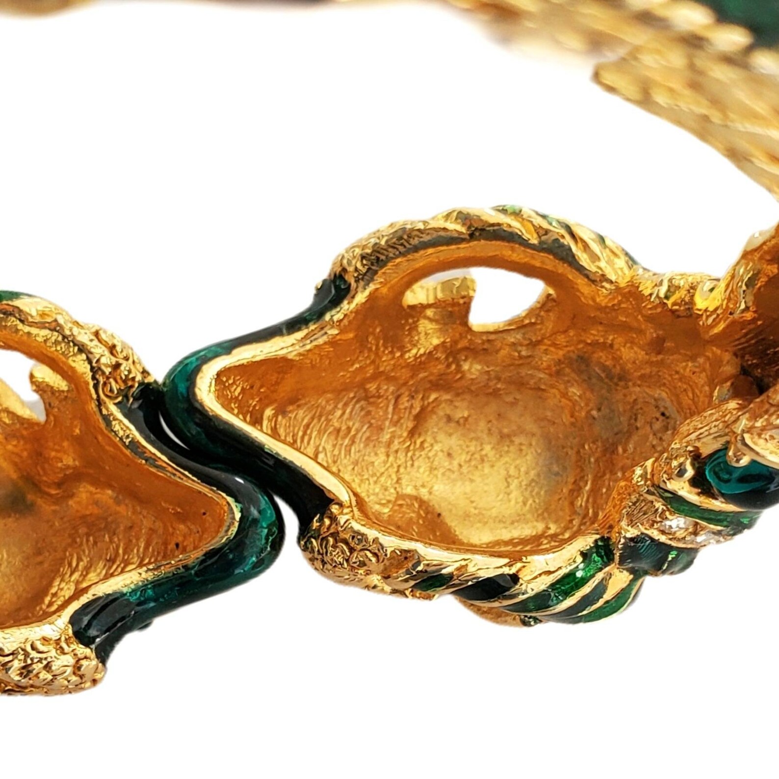 Vintage CRAFT Gem Craft Double RAMS HEAD Green Enamel and Gold - Etsy