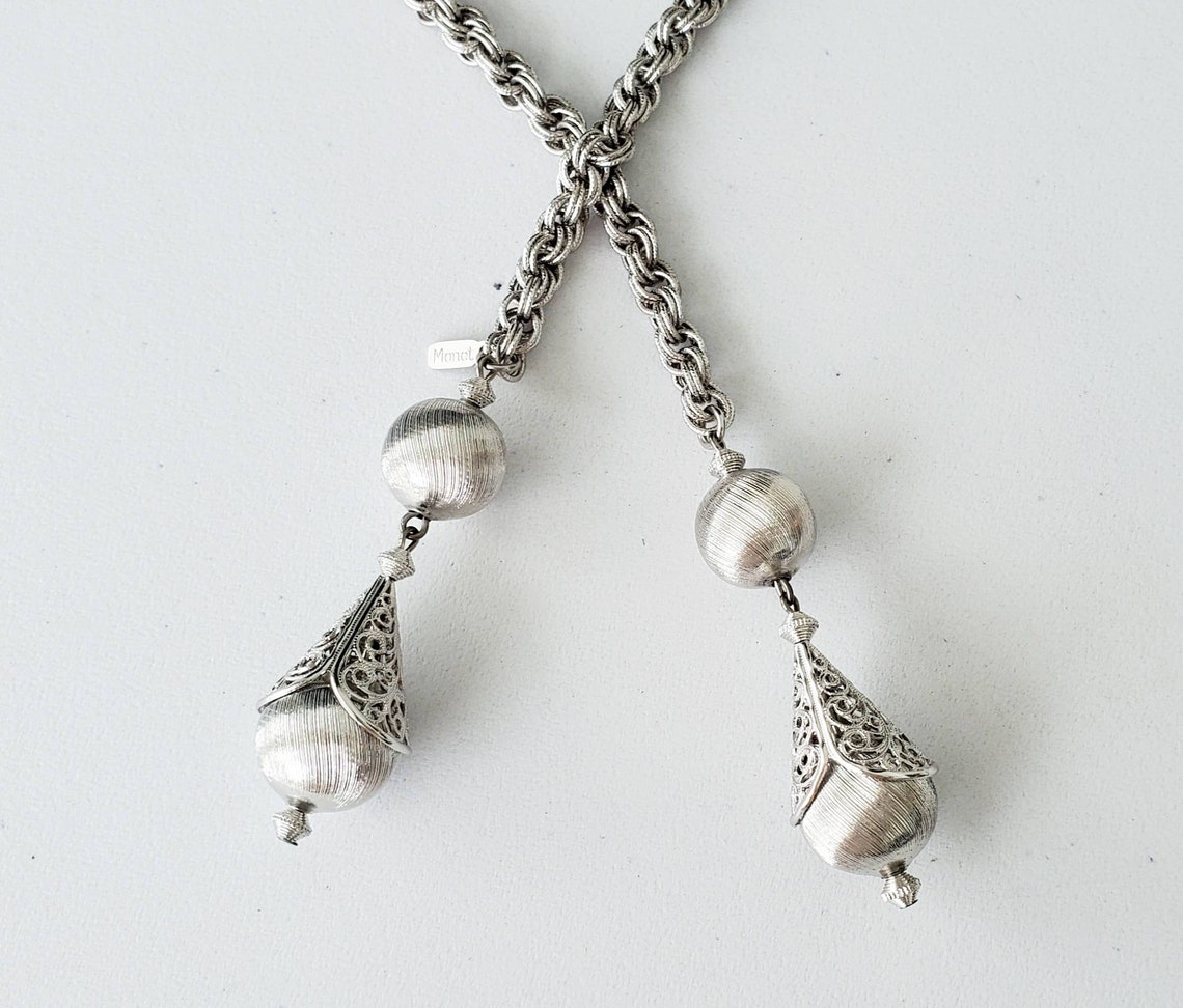 Vintage 1960's MONET Silver Tone BOLERO Double Tassel Rope - Etsy