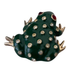 Vintage PANETTA Green Enamel and Gold Tone FROG Figural Statement ...