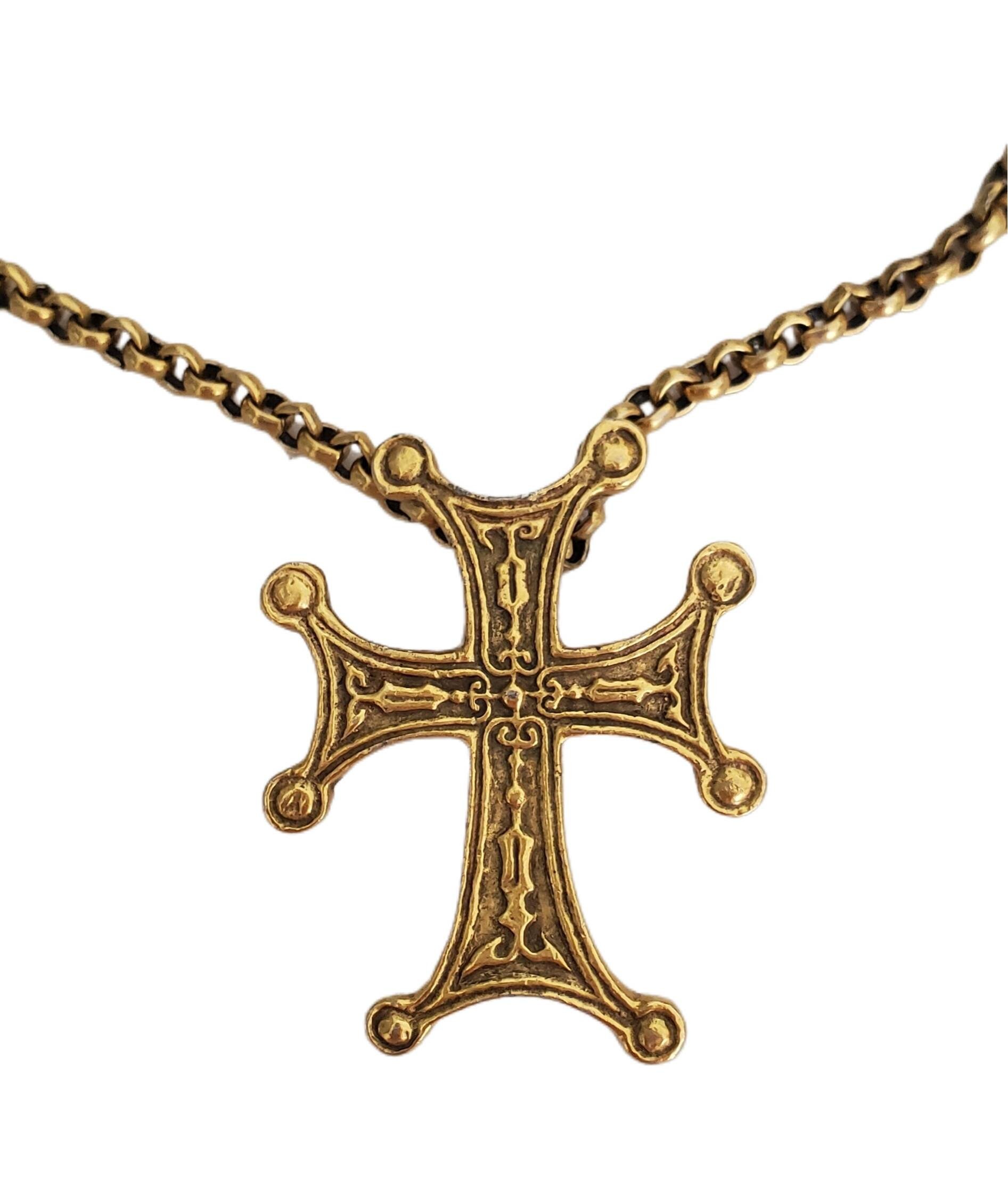 Vintage MMA Metropolitan Museum of Art Gold Tone Cross Pendant Necklace ...