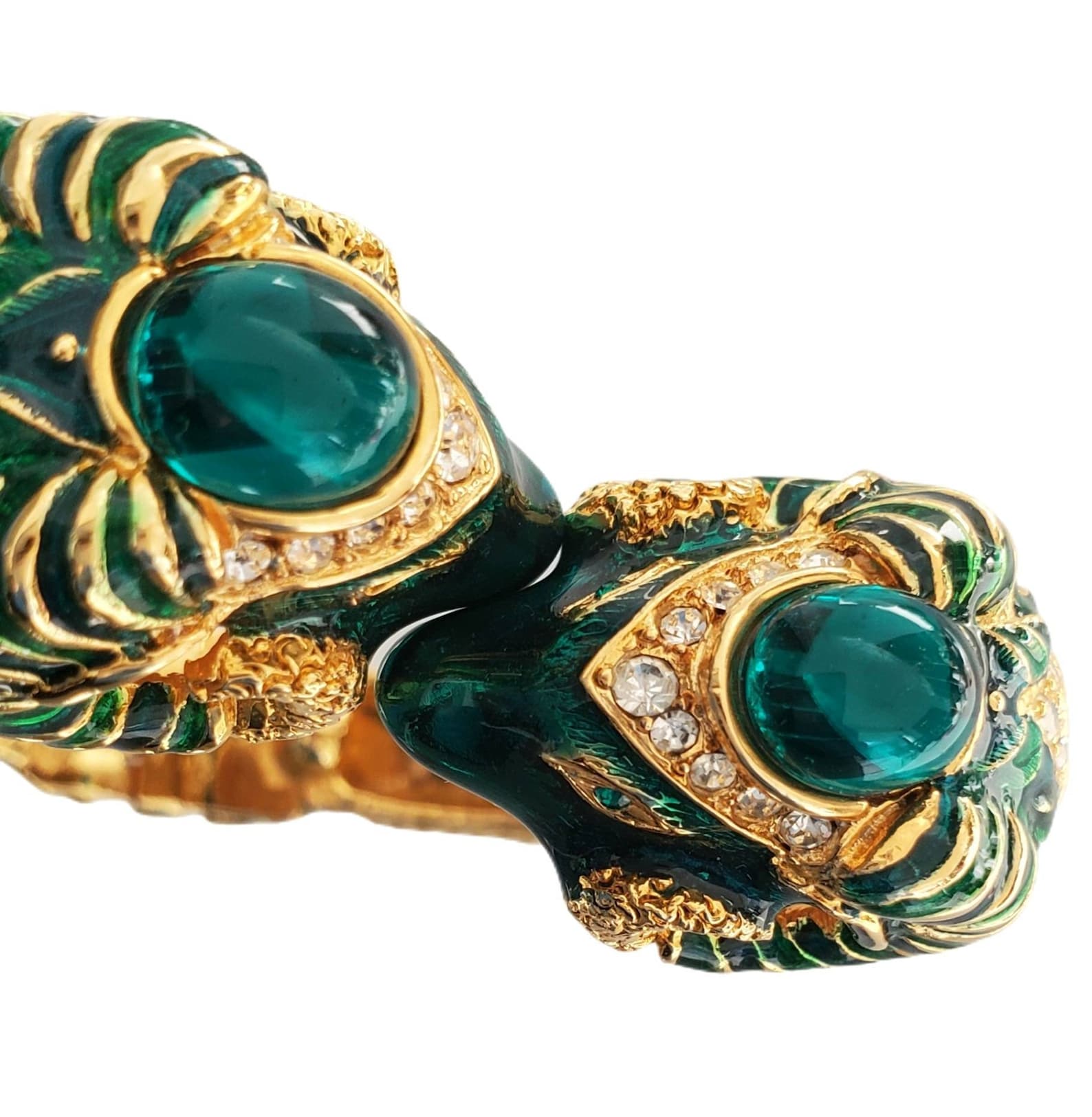 Vintage CRAFT Gem Craft Double RAMS HEAD Green Enamel and Gold - Etsy