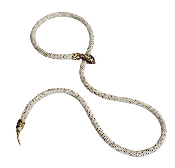 Vintage DL AULD SNAKE with Dark Blue Eyes Off White C… - Gem