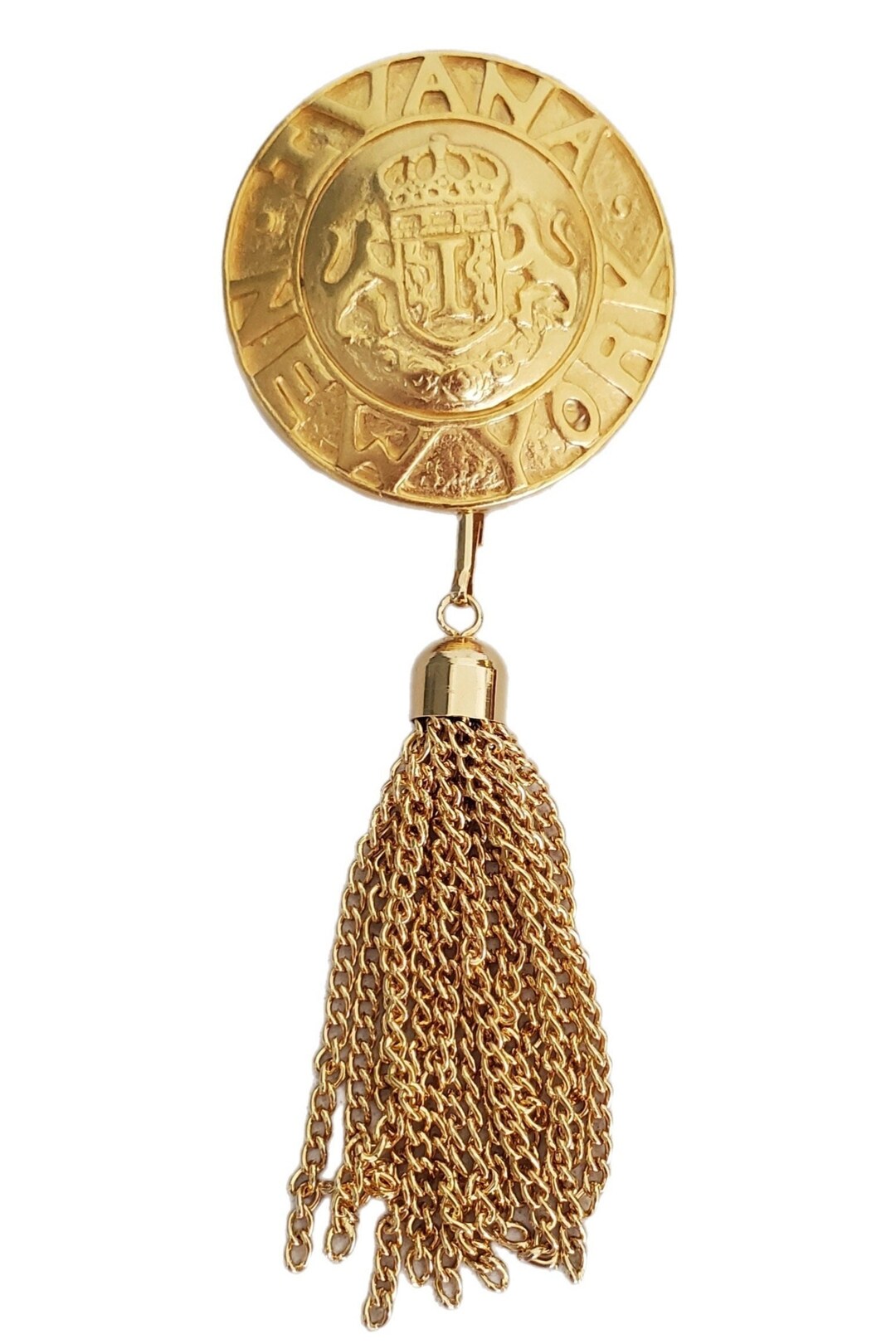 Vintage IVANA NEW YORK Matte Gold Tone Statement Brooch Convertible ...