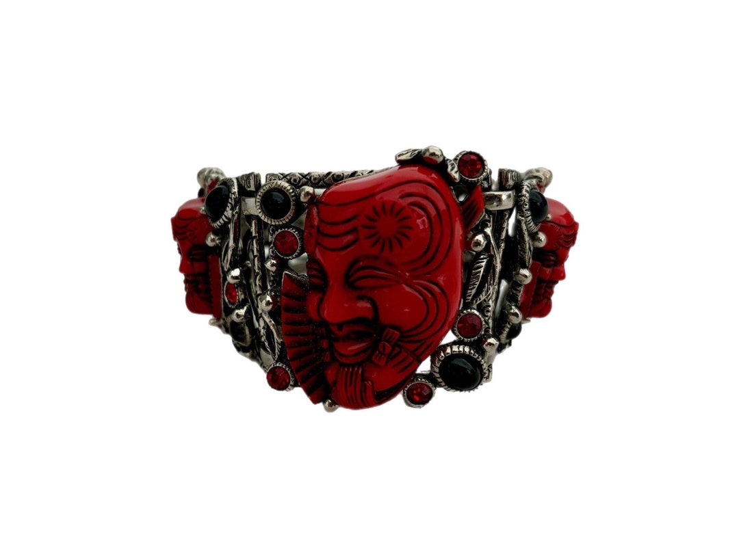 Vintage SELRO Red Devil Japanese Theater Okina Noh Mask Red Warrior ...