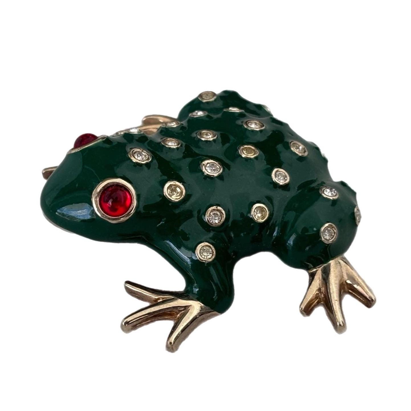 Vintage PANETTA Green Enamel and Gold Tone FROG Figural Statement ...