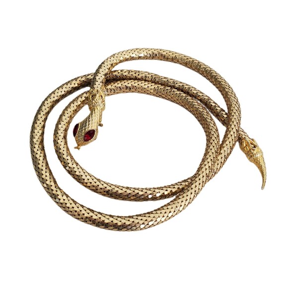 Vintage DL AULD Snake Head with RED Eyes Gold Tone Me… - Gem