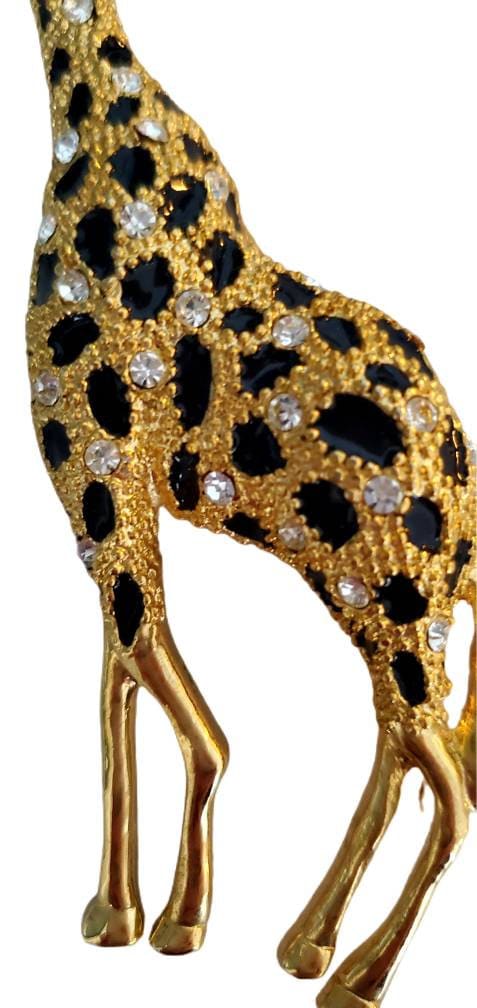 Vintage LARGE Standing GIRAFFE Gold Tone With Black Enamel Figural ...