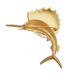 Vintage TRIFARI MCM Gold Tone Red Enamel White SWORDFISH Marlin ...