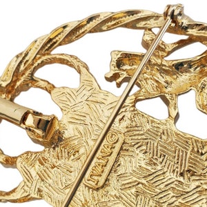 Vintage IVANA Double Lion Gold Tone Statement Brooch Convertible ...