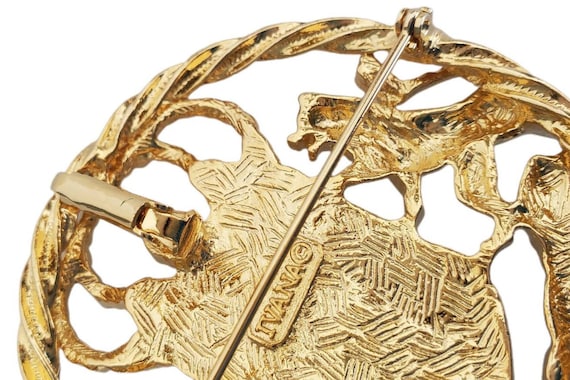 Vintage IVANA Double Lion Gold Tone Statement Brooch … - Gem