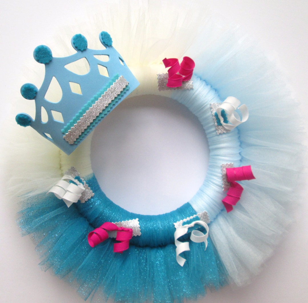 Princess Wreath, Girl Room Wreath, Pink and Blue Tulle Wreath, Tutu ...