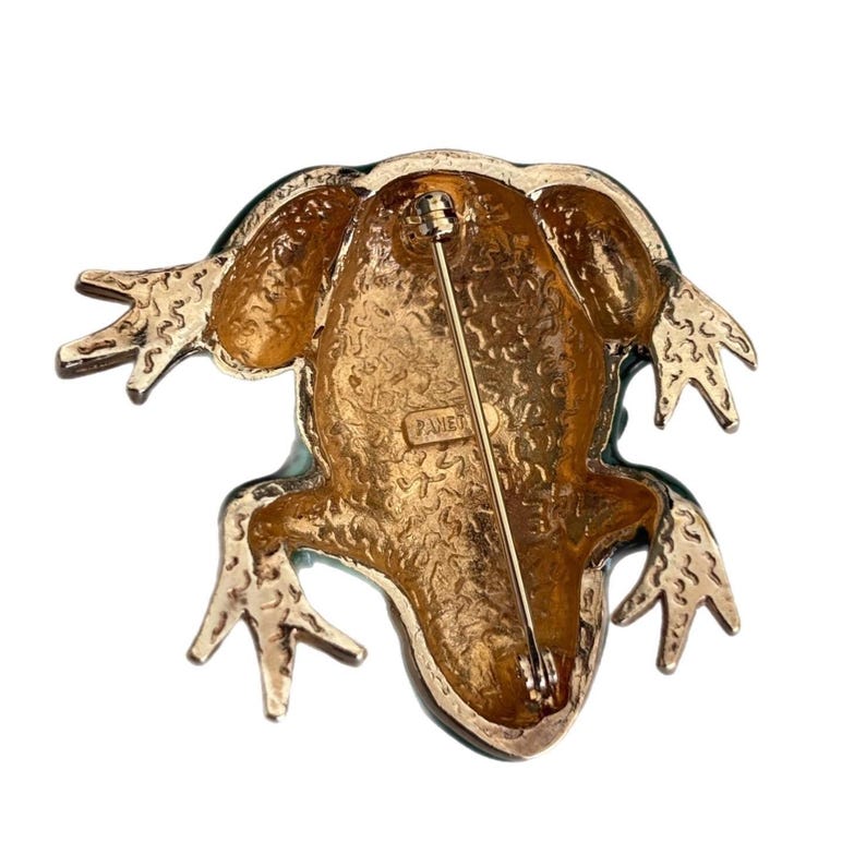 Vintage PANETTA Green Enamel and Gold Tone FROG Figural Statement ...