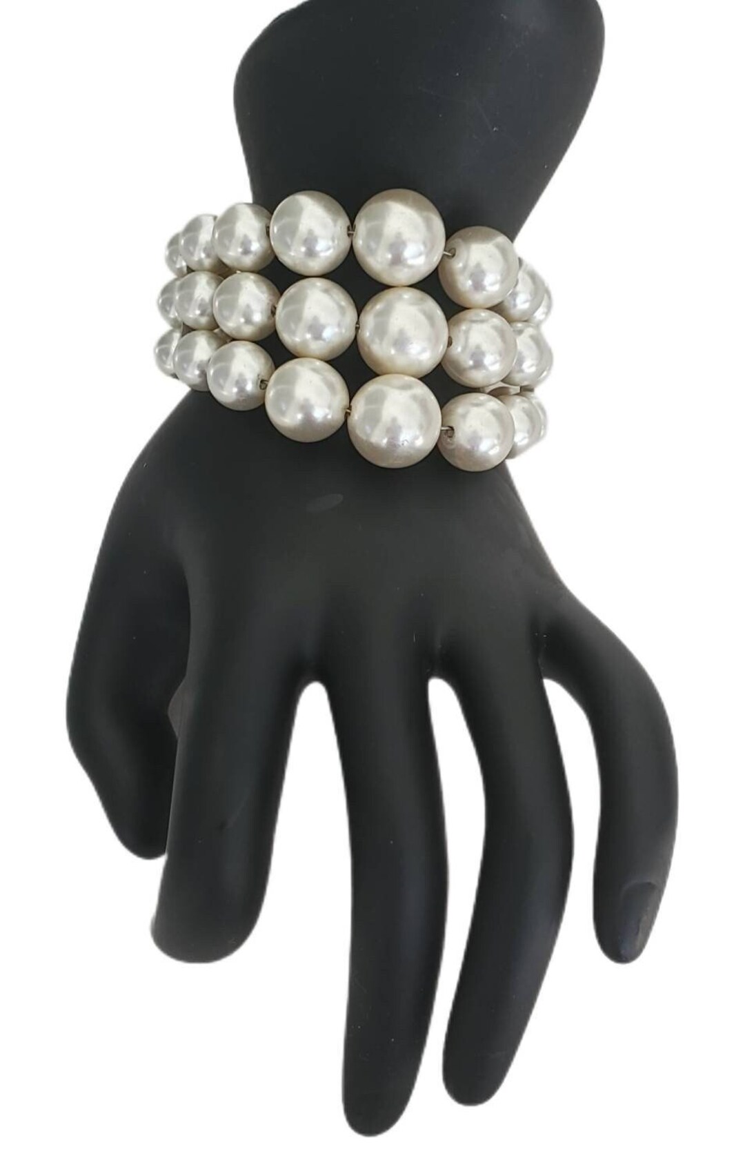 Vintage Faux White PEARL COIL Stretch Dinner Bracelet - Etsy