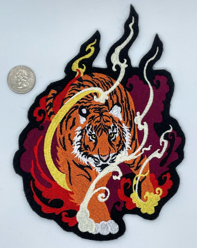 Fiery Tiger Embroidered Patch - Etsy