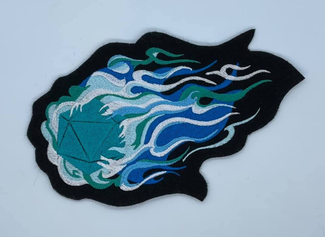 Blue D20 Fireball Embroidered Patch - Etsy