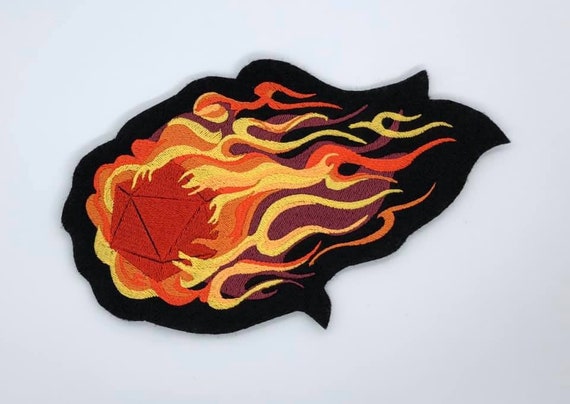 D20 Fireball Embroidered Patch | Etsy