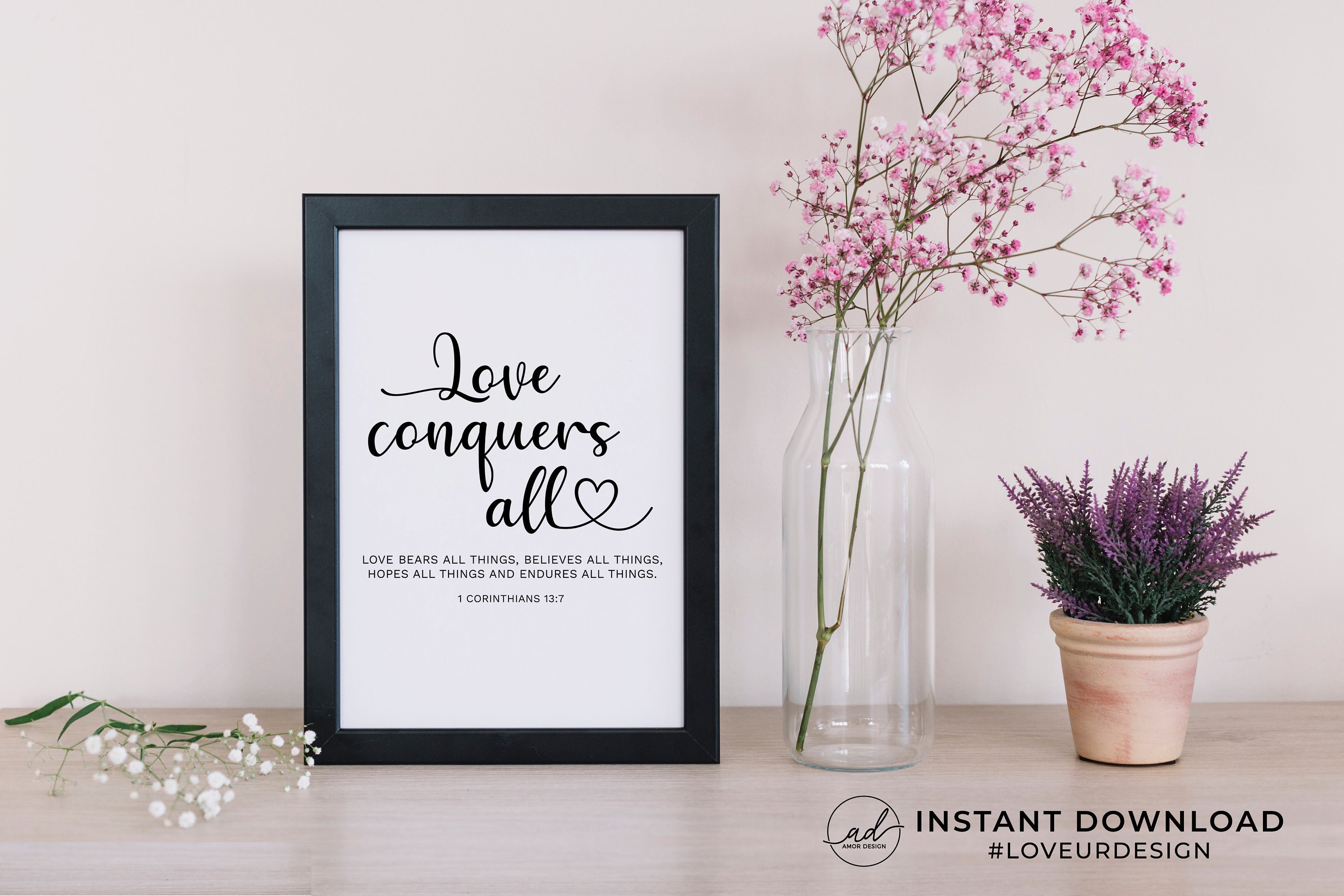 Love Conquers All 1 Corinthians 13:17 Bible Verse Scripture | Etsy