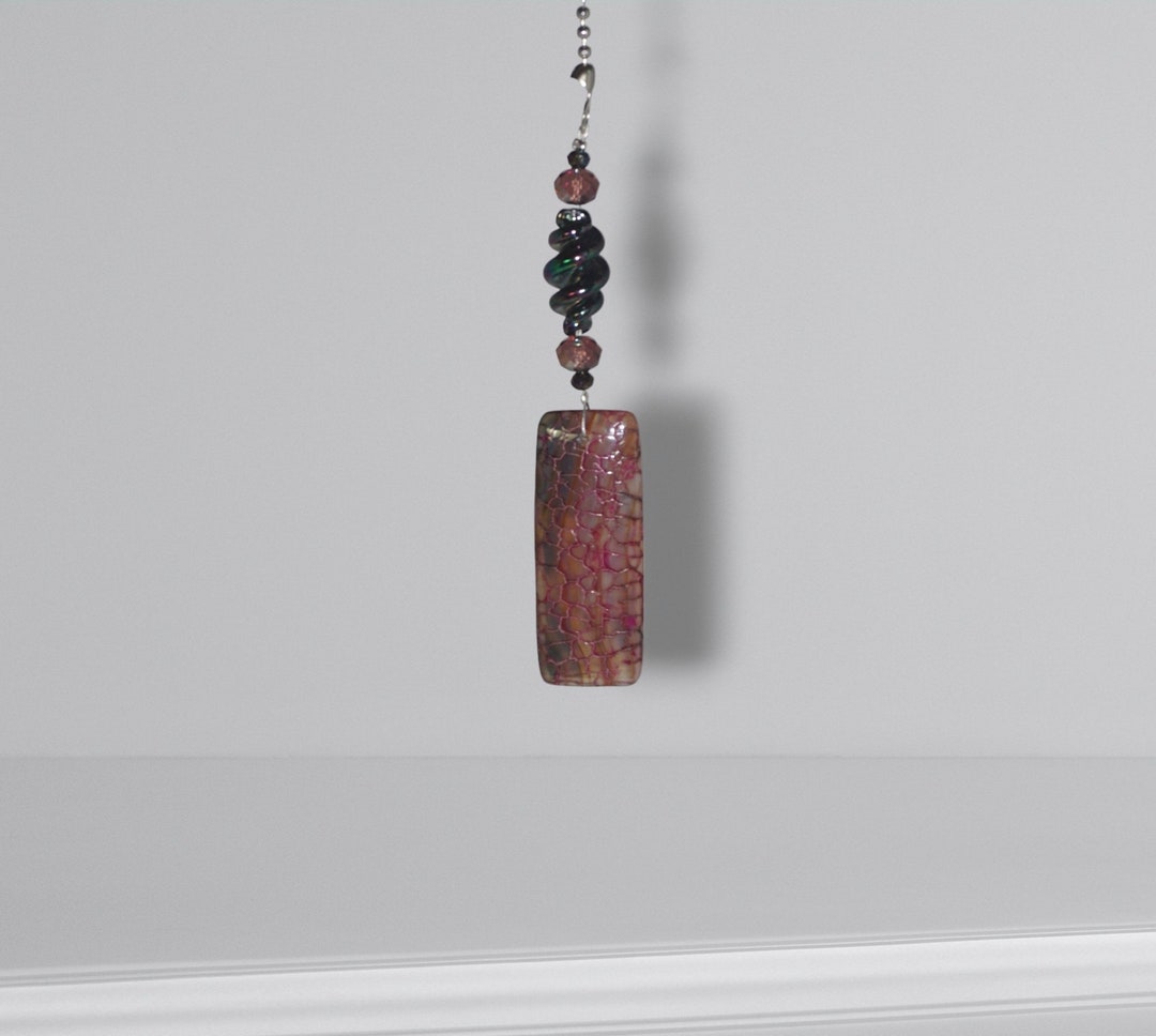 Purple Agate Fan Pull, Bathroom Pull Cord, Stone Light Pull, Decorative ...