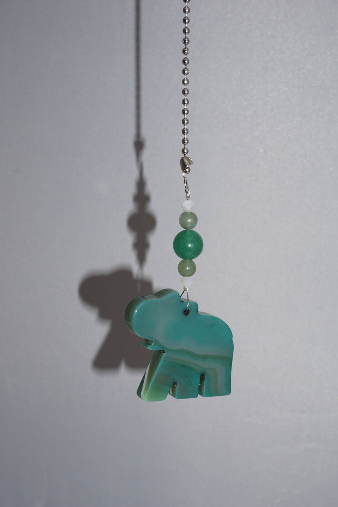 Gemstone Elephant Fan Charm Green Fan Pull Elephant Gift - Etsy