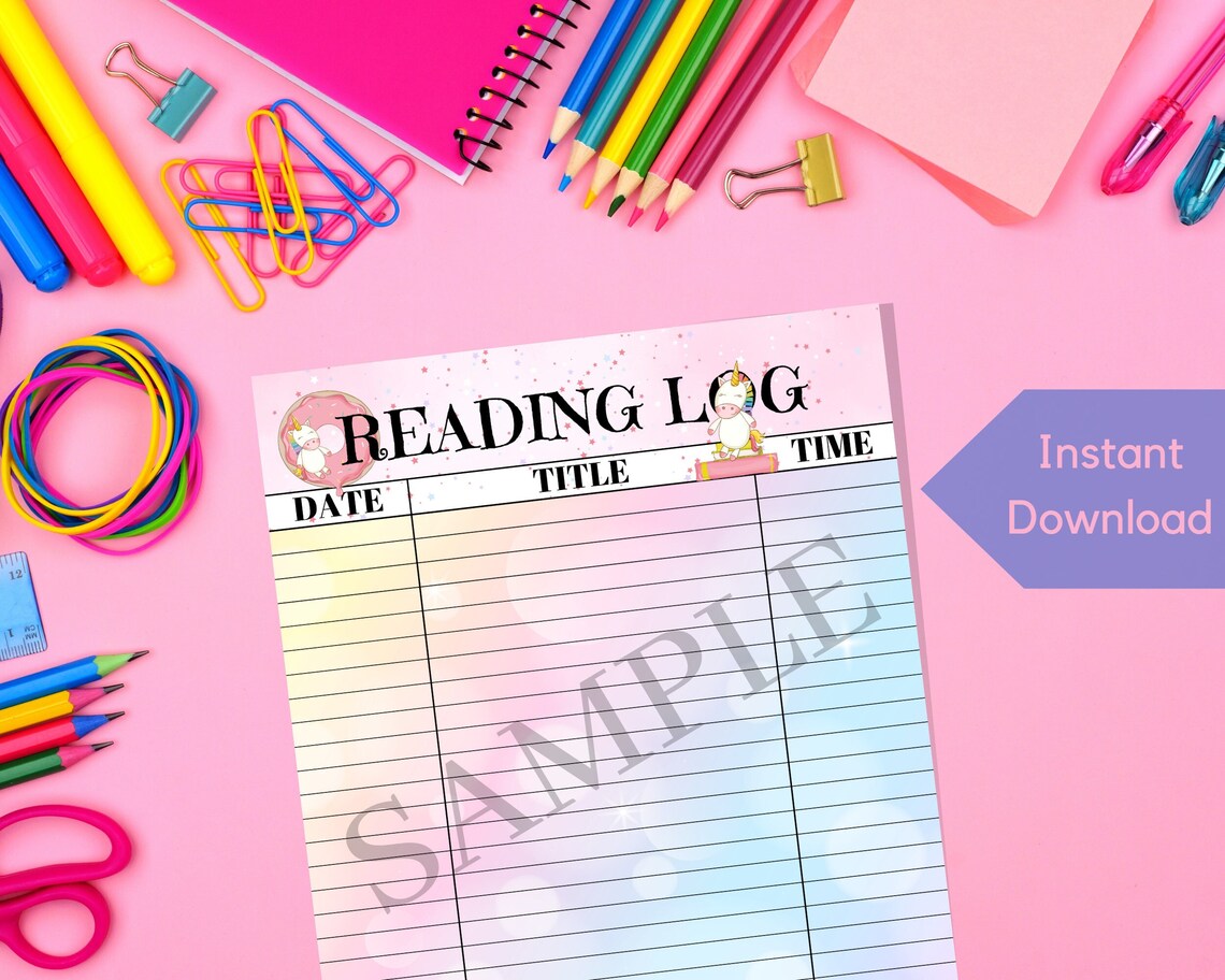Unicorns Reading Log Printable | Reading Journal Page | Reading ...