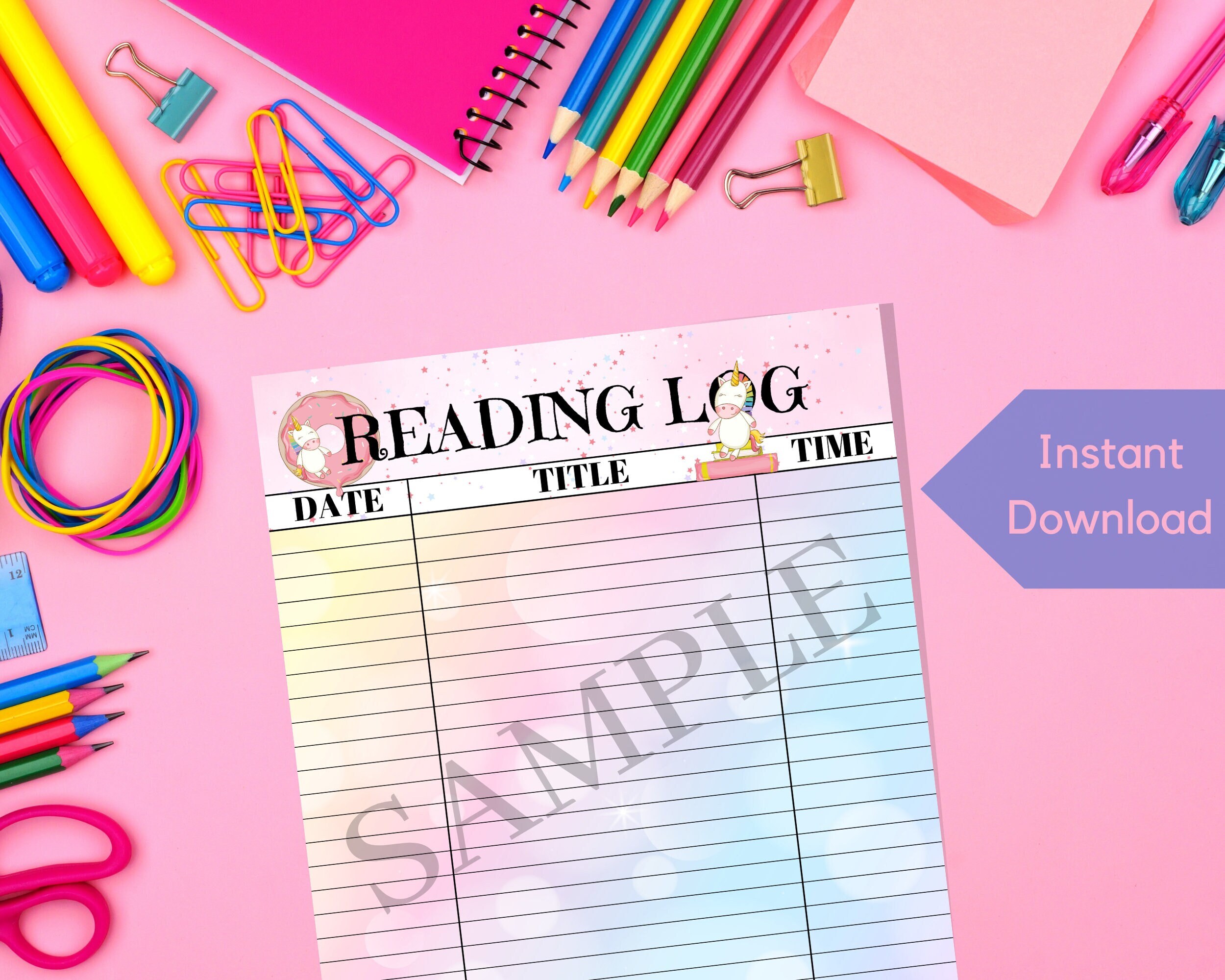 Unicorns Reading Log Printable Reading Journal Page - Etsy