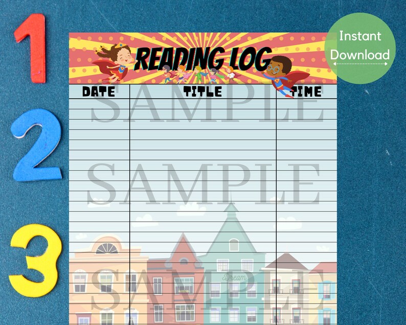 Superheroes Reading Log Printable | Reading Journal Page | Reading ...
