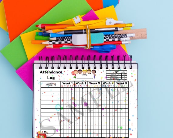 Homeschool 1 Student Colorful Attendance Log - Etsy