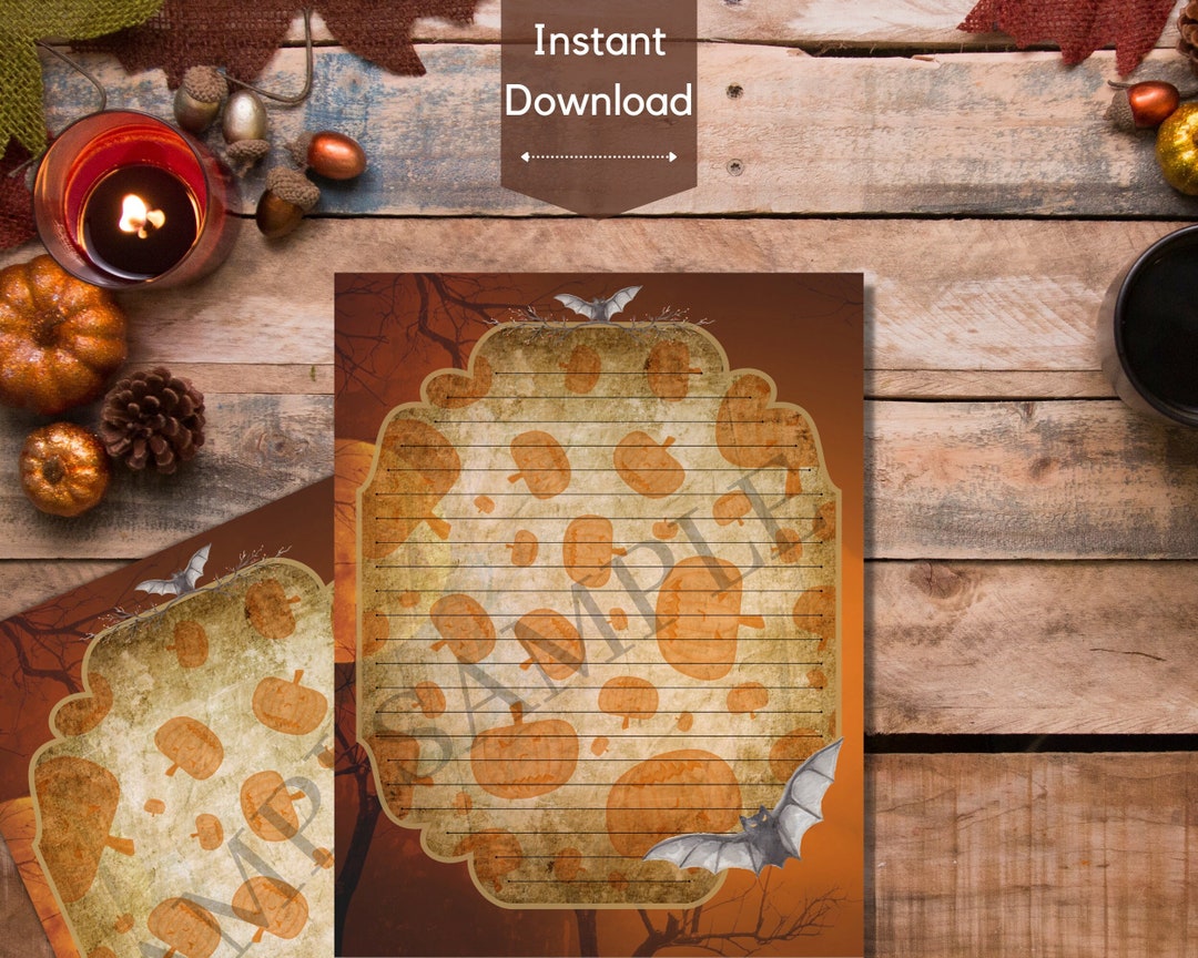 Bats & Pumpkins Halloween Printable Stationery 2 Page Set ︱ Journal ...